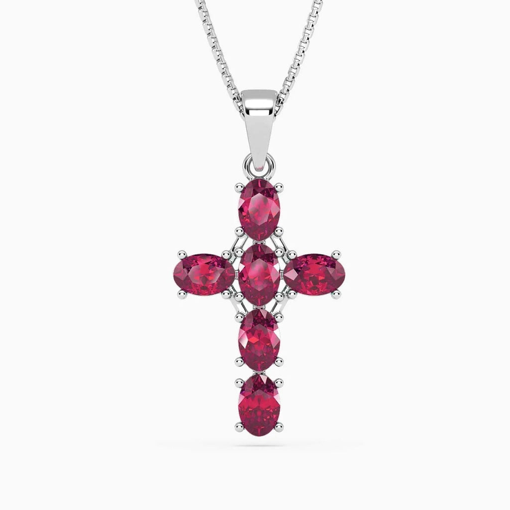 Cross Ruby Pendant Necklace | 925 Sterling Silver Jewelry | July ...
