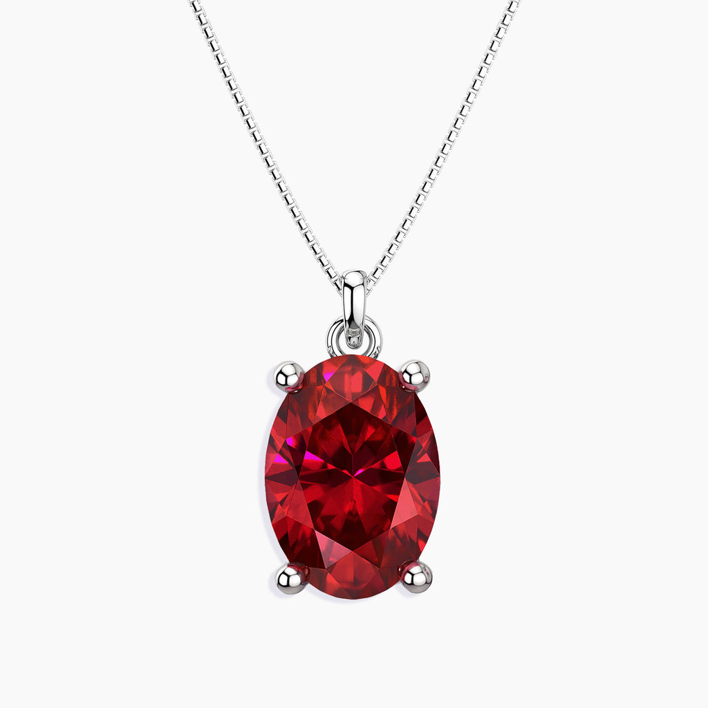 Ruby Oval Shape Pendant Necklace | 925 Sterling Silver - July ...