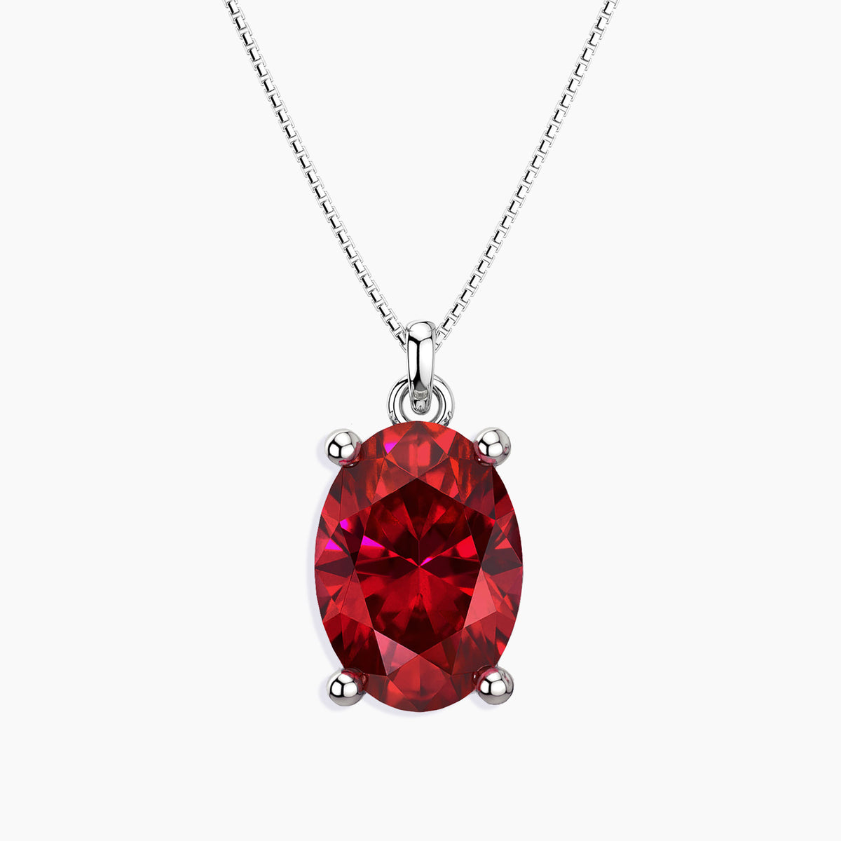 Ruby Oval Shape Pendant Necklace | 925 Sterling Silver - July ...