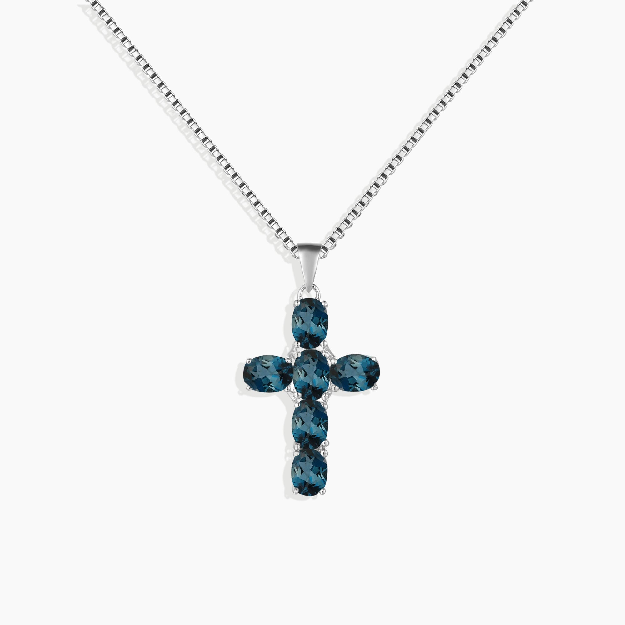 London Blue Topaz Cross Pendant Necklace | 925 Sterling Silver Jewelry ...